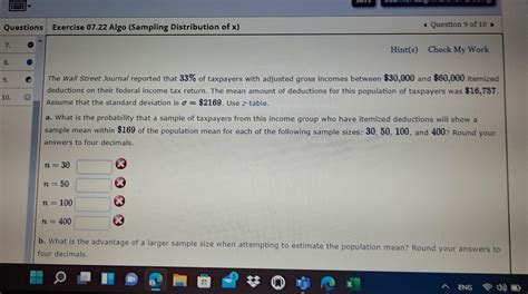 solved questions exercise 07 22 algo sampling distribution