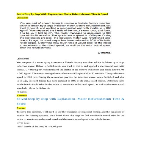 Initial Since The Motor Starts From Rest Angular Velocity