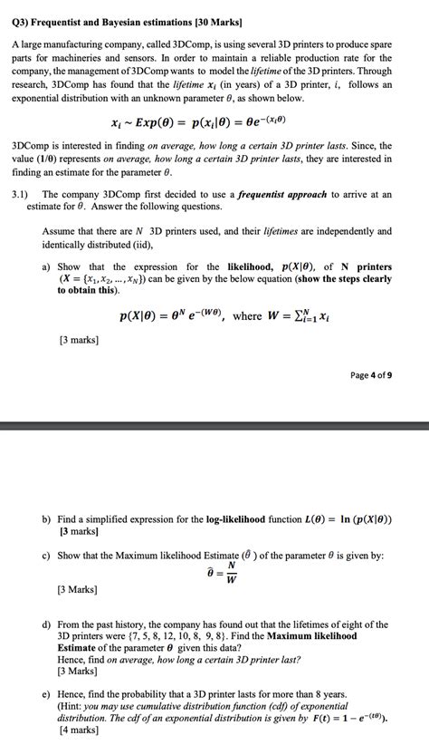 Solved Q3 Frequentist And Bayesian Estimations 30 Marks A