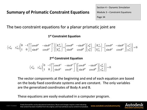 PPT Dynamic Simulation Constraint Equations PowerPoint Presentation ID