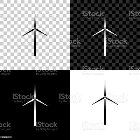 바람 터빈 아이콘 검은 색 흰색 및 투명 한 배경에 고립 풍력 발전기 표지판 풍차 실루엣입니다 전력 생산을 위한 풍차 벡터