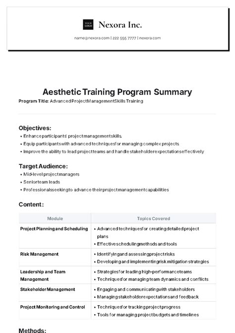Free Aesthetic Training Program Summary Template To Edit Online Free Aesthetic Training Program Summary Template To Edit Online