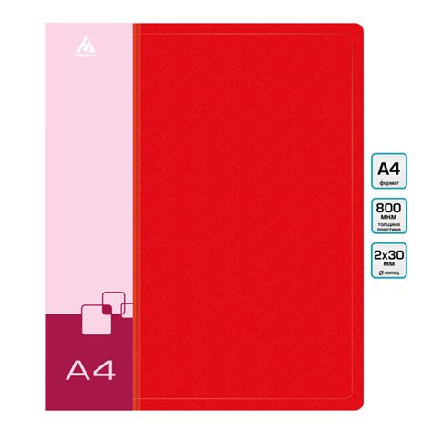 Папка на 2 кольцах Бюрократ А4 пластик 800 мкм 40 мм с внутренним карманом до 300 листов