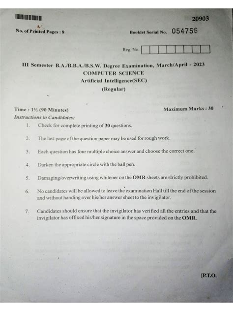 Artificial Intelligence Question Paper Pdf