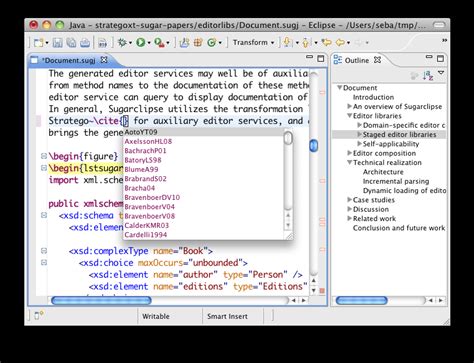 Editor Services For Latex In Sugarclipse Outline Nested Syntax