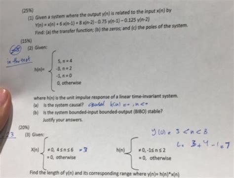 solved given a system where the output y n is related to