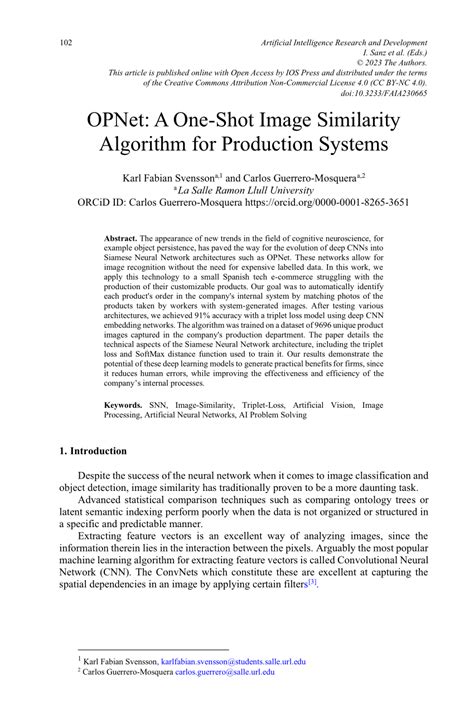 Pdf Opnet A One Shot Image Similarity Algorithm For Production Systems