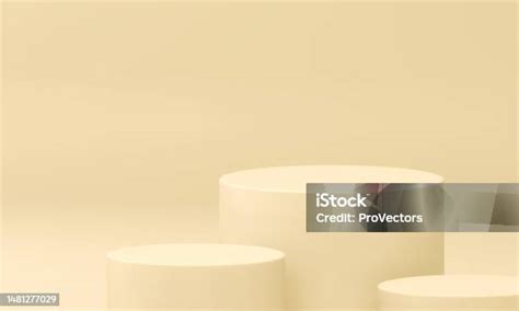 베이지색 3d 연단 3 실린더 기둥 콘테스트 승리 이벤트 축하 플랫폼 현실적인 벡터 강단에 대한 스톡 벡터 아트 및 기타 이미지 강단 기둥 건축적 특징 3가지 개체