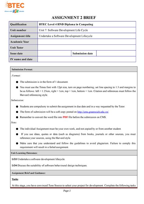 Unit 7 Assignment Brief 2 Assignment 2 Brief Qualification Btec Level