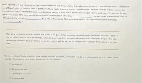 Solved Marco Sanchez Says That He Adapts His Style To Gl