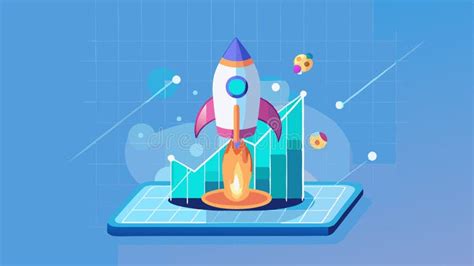 Abstract Rocket Launch With Growth Graph And Smartphone Screen In