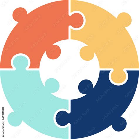 Infographic Pie Flow Chart Jigsaw Cycle Diagram 4 Sections Stock Vector Adobe Stock