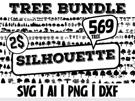 SVG Bundle Tree Forest SVG Oak Tree SVG Silhouette Digital Clipart Eps Tree Design Vector