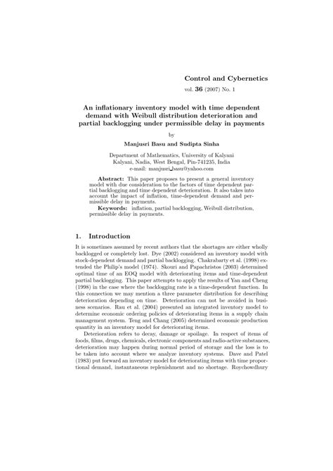 Pdf An Inflationary Inventory Model With Time Dependent Demand With