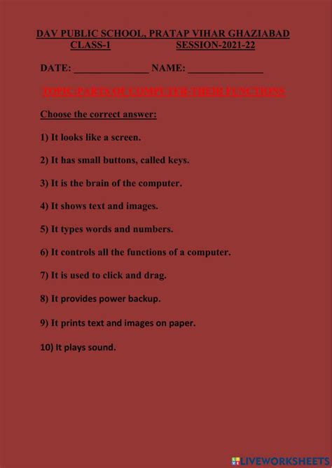 Computer Parts And Functions