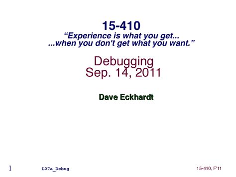 debugging lecture slide computer science docsity