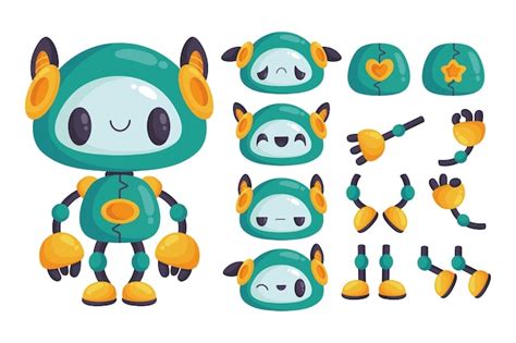 Free Vector Gradient Robot Character Constructor Illustrations