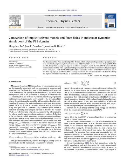pdf comparison of implicit solvent models and force fields in