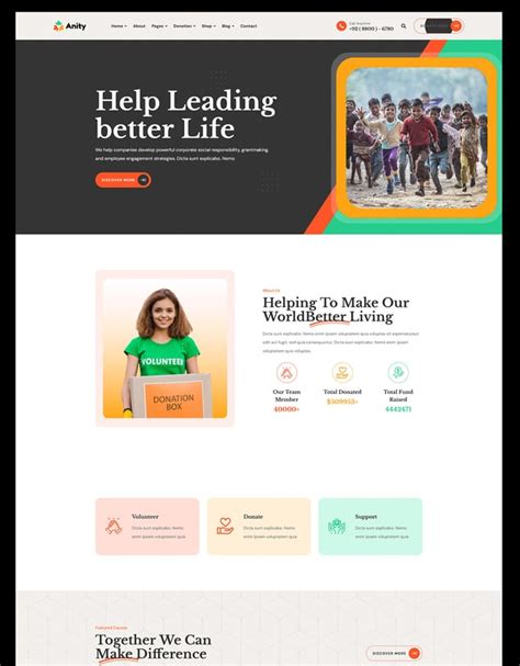 Anity Charity And Donation React Nextjs Template Site Templates Landing Page Templates Ft