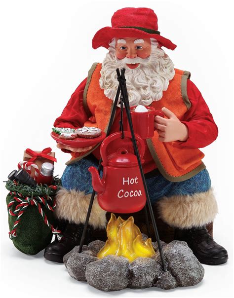 Camping Santa With Campfire Figurine