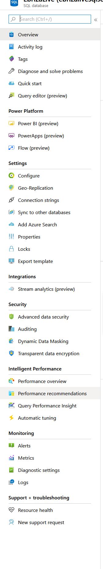 Azure Sql Database Backup Menu Not Available Stack Overflow