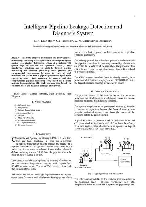 pdf intelligent pipeline leakage detection and diagnosis system