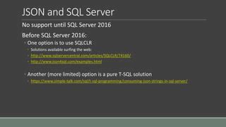 Azure SQL SQL Server 2016 JSON PPT