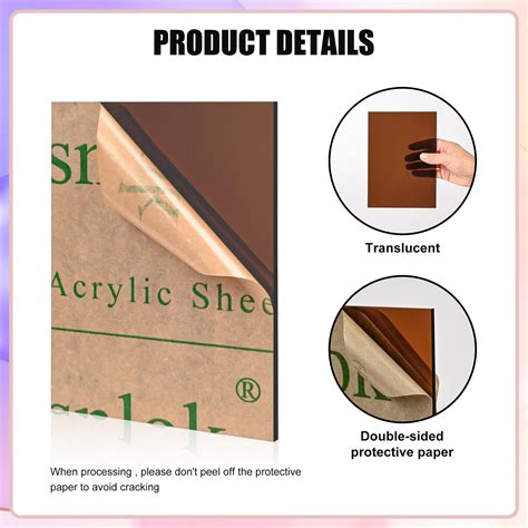 Acrylic Sheets 18 Thick 3mm 2 Pack 12x16 Clear Brown Plexiglass For Sign