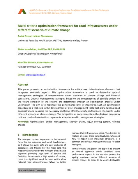 Pdf Multi Criteria Optimization Framework For Road Infrastructures Under Different Scenario Of
