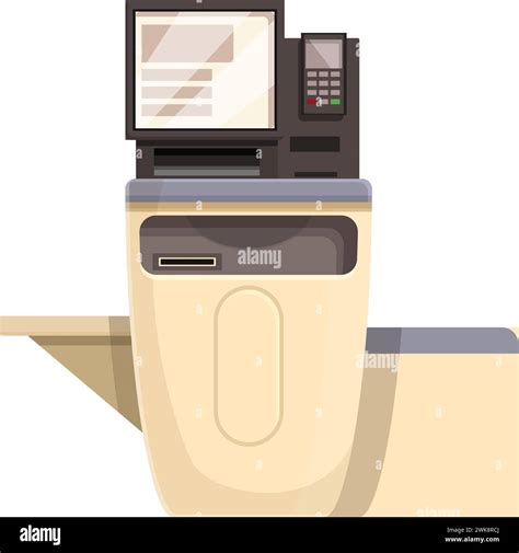 Digital Template Icon Cartoon Vector Grocery Check Terminal Shop