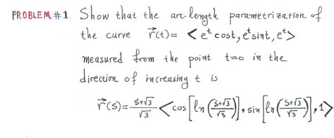 solved show that the arc length parametrization of the cu