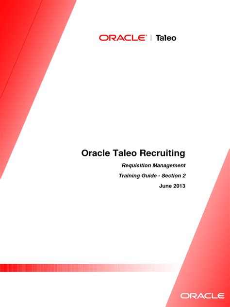 Oracle Taleo Recruiting Requisition Management Training Guide Section 2 Pdf Oracle