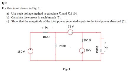 Solved For The Circuit Shown In Fig A Use Node Voltage Chegg