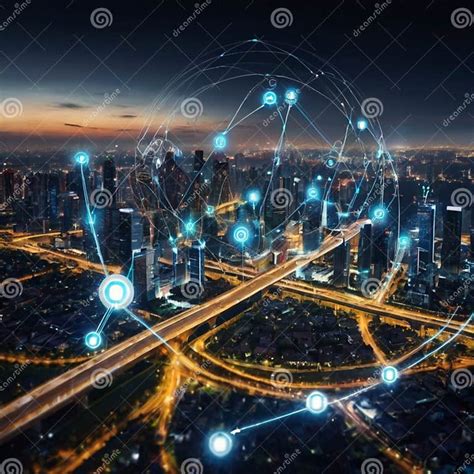 The Internet Of Things Smart Cities Wireless Networks And Abstract Visual Image Stock