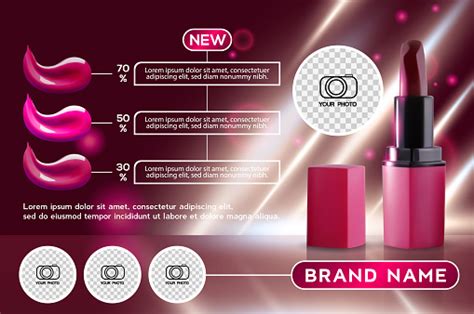 빨간 립스틱과 반짝와 어두운 화장품 배경에 얼룩 인 립스틱 아름다움과 화장품 배경입니다 광고 전단지 배너 전단지에 사용 합니다 메이크업 광고 템플릿 벡터입니다 0명에 대한