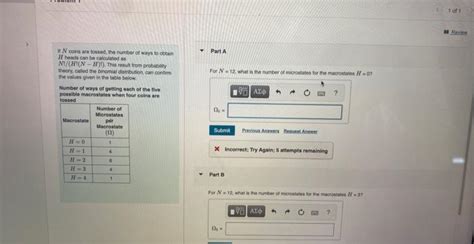 Solved Part A For N 12 What Is The Number Of Microstates