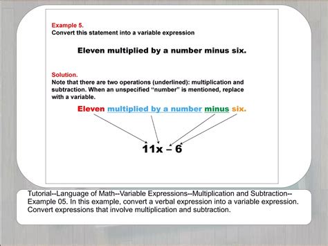 Tutorials The Language Of Math Variable Expressions Multiplication And Subtraction Ppt