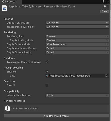 Urp Renderer Asset Missing Opaque Checkbox Next To Intermediate In