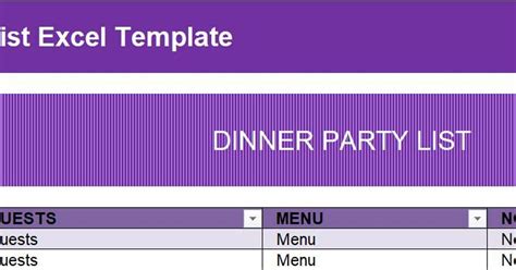 Dinner Party List Excel Template Create And Manage Guest List Easily