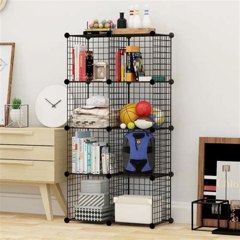 Wire Cube Storage 8 Cube Organizer Metal C Grids Storage Storage Bins Shelving Modular Book