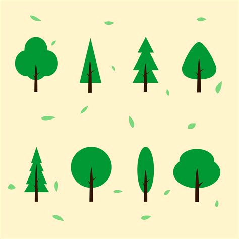 Simple Trees Set Vector Art 16187361 Vector Art At Vecteezy