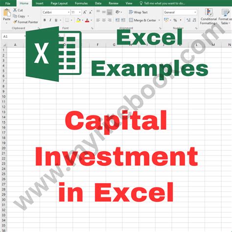 excel example capital investment in excel myritebook learn tutorials