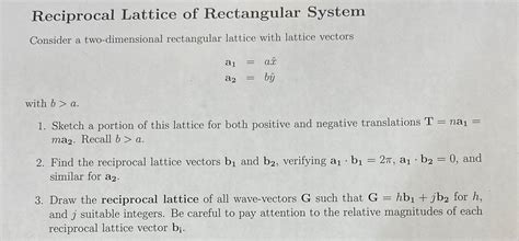 Solved Reciprocal Lattice Of Rectangular Systemconsider A