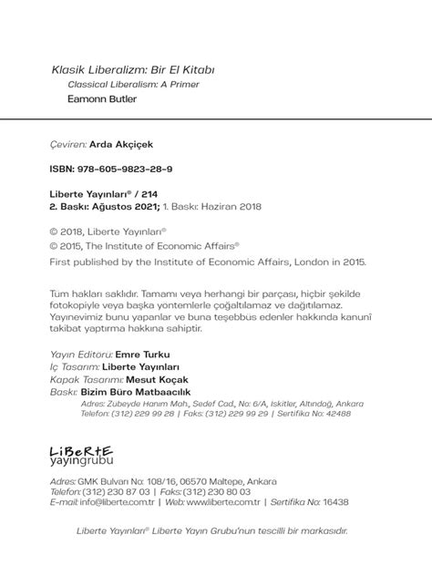 O Rnek Sayfalar Pdf Klasik Liberalizm Eamonn Butler Liberte Yayinlari 1631714226 Pdf