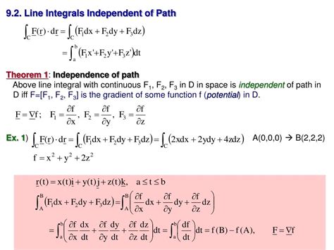 PPT 9 2 Line Integrals Independent Of Path Theorem 1 Independence Of Path PowerPoint