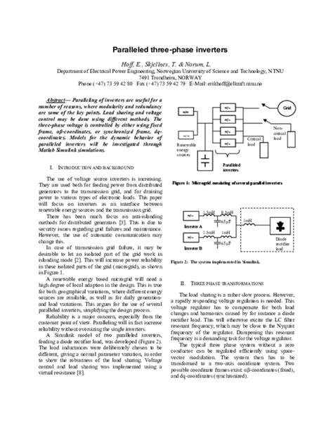 Pdf Paralleled Three Phase Inverters