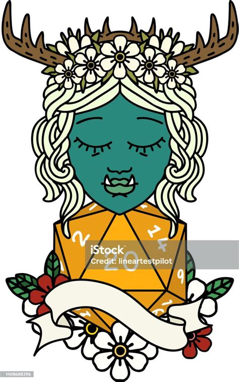 하프 오크 드루이드 캐릭터와 자연스러운 20 주사위 롤 일러스트레이션 굴리기에 대한 스톡 벡터 아트 및 기타 이미지 굴리기 도깨비 드루이드교 Istock