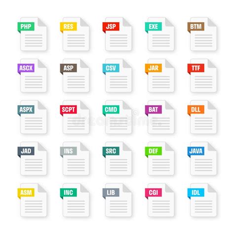 Common System File Formats Document Types And Extensions Flat Style