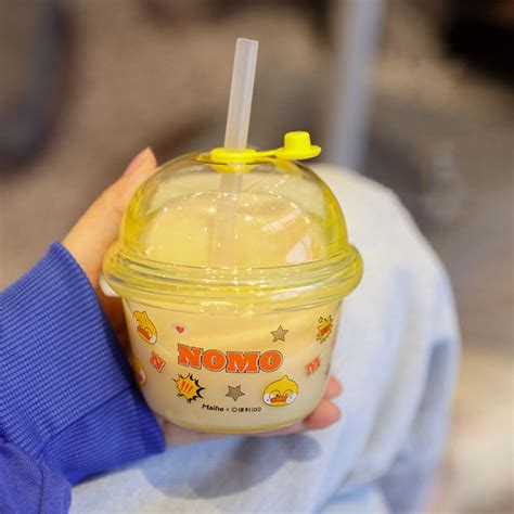 250ml 플라스틱 우유 차 행성 컵 만화 어린이 물 컵 노란색