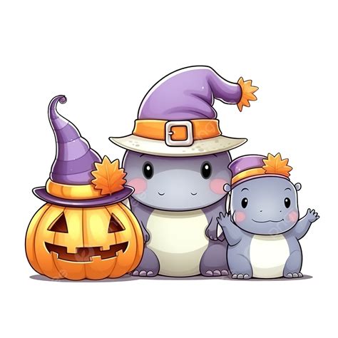 재미있고 귀여운 귀여운 하마 할로윈 마녀 모자를 쓰고 도마뱀과 코끼리 마녀 모자 마녀 Png 일러스트 및 이미지 에 대한 무료 다운로드 Pngtree